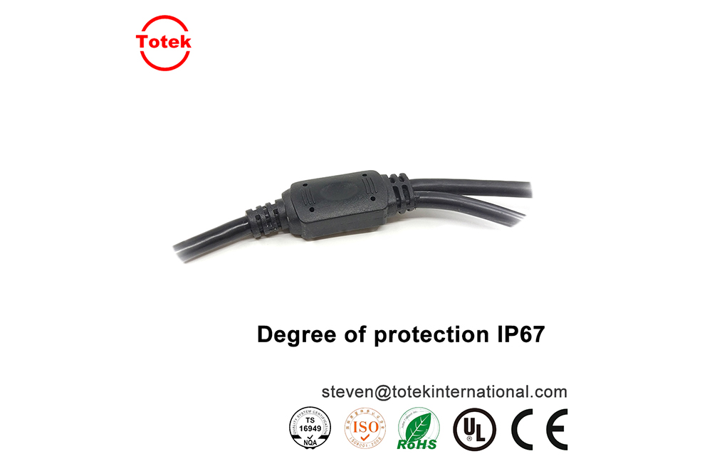 custom waterproof IP67 1 to 2 over-molded Y connector wire cable splitter-